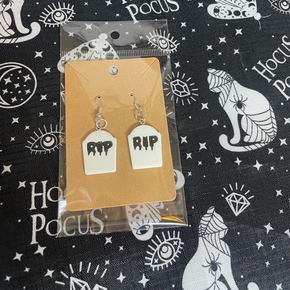 Jewelry | Halloween Earrings Rip Tombstone Inspired Graveyard Headstone ...